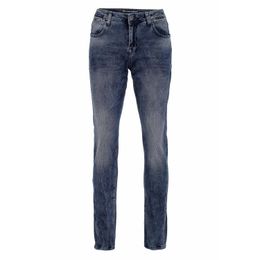 Cipo & Baxx CIPO & BAXX Herren Slim-fit-Jeans "Jeans", blau, Gr. 36, unifarben, 98% Baumwolle 2% Elasthan, Jeans, mit Allover-Gitter-Musterung, CD543