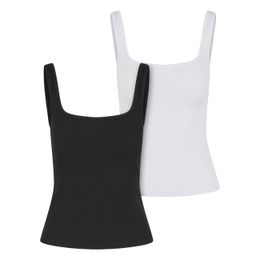 Urban Classics Damen Tanktop "Urban Classics Ladies Wide Neck Rib Top 2-Pack"schwarz, wei&szlig;, Gr. XL, unifarben, 95% Baumwolle (Bio), 5% Elasthan, Tops