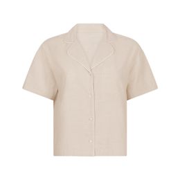 Hunkem&ouml;ller Pyjama HUNKEM&Ouml;LLER "Jacke Baumwolle", Damen, Gr. XL, beige, 100% Baumwolle, Homewear-Sets Pyjama