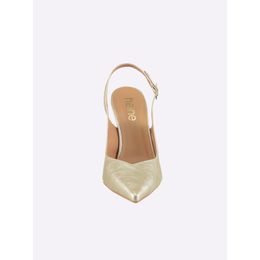 Heine Damen Slingpumps, Gr. 39goldfarben, Textil, Schuhe