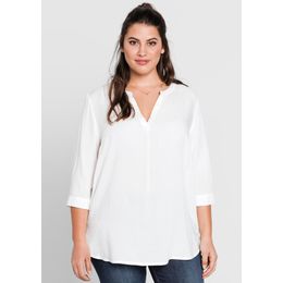 sheego Damen Longbluse, wei&szlig;, Gr. 52, unifarben, 100% Viskose, Blusen