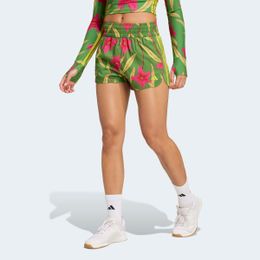 Damen Shorts "ADIDAS X FARM PIO PACER"crew gr&uuml;n, bahia magenta, unity lime, normal, gr., Gr. XS, adidas Performance, Obermaterial: 100% Polyester,