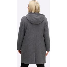 sheego Damen Wintermantel, grau, Gr. 54, 90% Polyester, 10% Wolle, M&auml;ntel