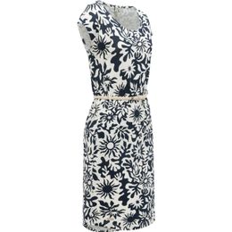 Ragwear Damen Shirtkleid "Lilithe YOUMODO"blau, Gr. M, Obermaterial: 50% Baumwolle, 50% Modal, Kleider, Sommerkleid mit Alloverprint und Flechtg&uuml;rtel