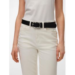 V&eacute;ro Moda VERO MODA Damen Synthetikg&uuml;rtel "VMKAJA COATED BELT NOOS"schwarz detail:silber, Gr. 85, kontrastfarbene Details, unifarben, Lederimitat, G&uuml;rtel