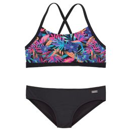 Bench. M&auml;dchen Bustier-Bikini &raquo;Pitch Kids&laquo; mit trendigem Dschungeldruck bunt 122/128, N-Gr