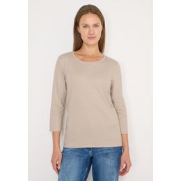 Cecil Damen Rundhalsshirtgrain beige, Gr. XL, unifarben, Web, 100% Baumwolle, Shirts, aus reiner Baumwolle