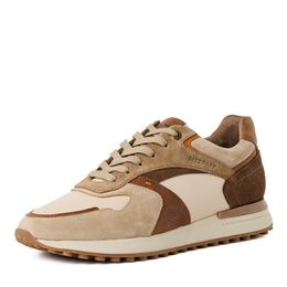 Marco Tozzi Herren Sneaker, Gr. 44braun kombiniert, Leder, kontrastfarbene Details, Schuhe, Freizeitschuh, Halbschuh, Schn&uuml;rschuh mit Kontrastbes&auml;tzen