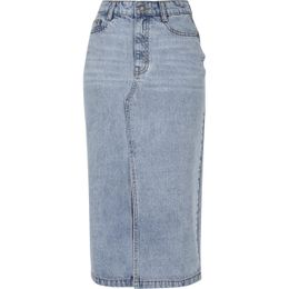 Urban Classics Damen Jerseyrock "Urban Classics Damen Ladies Midi Denim Skirt", blau, Gr. 30, unifarben, 100% Baumwolle, R&ouml;cke