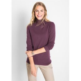 bonprix Damen Rollkragenpullover "Feinstrick-Rollkragenpullover", lila, Gr. 40, unifarben, Feinstrick, Obermaterial: 70% Baumwolle, 30% Polyamid,