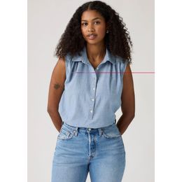 Levi's LEVI'S Damen Blusentopbreezy blaus, Gr. L, Web, Obermaterial: 100% Baumwolle, Blusen, Figurumspielende Passform