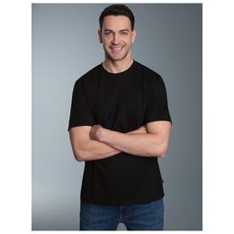TRIGEMA Herren T-Shirt "TRIGEMA T-Shirt DELUXE Baumwolle", schwarz, Basic, Gr. XL, Single Jersey, 100% Baumwolle, Shirts