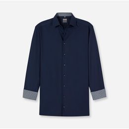 OLYMP Herren Langarmhemd "Luxor", blau, Gr. 39, Web, Obermaterial: 64% Baumwolle, 27% Polyester, 9% Elasthan, Hemden, Climate Control, Businesshemd,