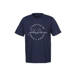 John Devin Herren T-Shirt, blau, Gr. M, bedruckt, Jersey, Obermaterial: 100% Baumwolle, Shirts, Rundhalsshirt mit Print aus reiner Baumwolle