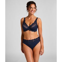Hunkem&ouml;ller HUNKEM&Ouml;LLER Damen Slip "Hochgeschnittener Slip Diva", Gr. Lblau, 73% Polyamid, 14% Elasthan, 13% Polyester, Unterhosen