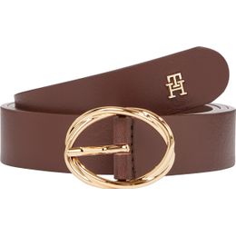 Tommy Hilfiger Damen Lederg&uuml;rtel "TH CHIC 2.5 cm breit"rich walnut, Gr. 75, unifarben, Rindsleder, G&uuml;rtel, Gr&ouml;&szlig;enverstellbar