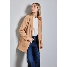 Street One Damen Outdoorjacke, braun, Gr. 44, unifarben, Web, Obermaterial: 90% Polyester, 10% Viskose, Jacken, mit Reverskragen
