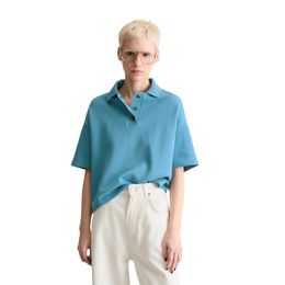 Marc O'Polo Damen Poloshirt "aus weichem Rib-Jersey", blau, Gr. XS, MARC O'POLO DENIM, unifarben, Obermaterial: 100% Baumwolle, Shirts