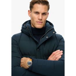 Superdry Herren Steppjacke "Everest Hooded Puffer Jacket", blau, Gr. S, unifarben, Web, Obermaterial: 100% Baumwolle, Jacken, Loose Fit, aus