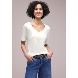 Street One Damen T-Shirt, wei&szlig;, Gr. 44, unifarben, Web, 50% Baumwolle, 50% Modal, Shirts, Basic