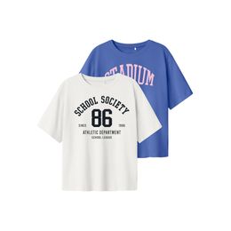 name it M&auml;dchen T-Shirt "NKFLAISA SH NREG SS TOP 2P", wei&szlig;, Gr. 134, bedruckt, Jersey, Obermaterial: 100% Baumwolle, Shirts