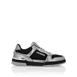 Plein Sport Damen Sneaker "Low-Top-Sneaker", Gr. 42, silber, Schuhe