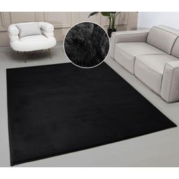 Fellteppich OTTO HOME, B:40cm H:20mm L:60cm, schwarz, Polyester, Teppiche, "Balu, Kunstfellteppich, Modern, Langflor Teppich", Kaninchenfell-Haptik,