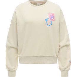 Ragwear Damen Sweater "Wuss PP"ecru, Gr. L, Material: 70% Baumwolle, 30% Polyester, Sweatshirts, l&auml;ssiges oversized Damen Sweatshirt mit Print
