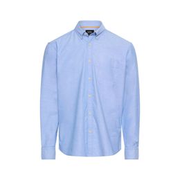 Camel Active Herren Langarmhemdstormy blau, Gr. XL, unifarben, Web, Obermaterial: 97% Baumwolle, 3% Elasthan, Hemden, unifaben, mit Button-Down-Kragen