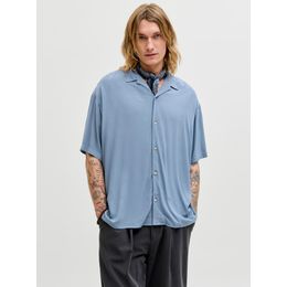 Jack & Jones JACK & JONES Herren Kurzarmhemd "JJEJEFF RESORT SOLID SHIRT SS SN"blau mirage, Gr. XL, unifarben, Web, Obermaterial: 100% Viskose, Hemden, Viskose,