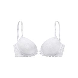 Lascana Damen Push-up-BH, Gr. 85, wei&szlig;, Microtouch, Obermaterial: 60% Polyamid, 35% Polyester, 5% Elasthan, BHs, mit sexy B&auml;nderoptik vorn, Dessous