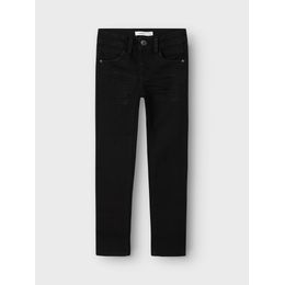 name it Kinder Slim-fit-Jeans "NKMSILAS XSLIM JEANS 2002-TX"schwarz, Gr. 128, unifarben, Denim/Jeans, Obermaterial: 71% Baumwolle, 27% Polyester, 2%
