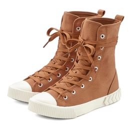 Lascana Damen Stiefelette, Gr. 38, braun, Obermaterial: 100% Textilmaterial. Decksohle: 100% Textilmaterial. Futter: 100% Textilmaterial. Laufsohle: