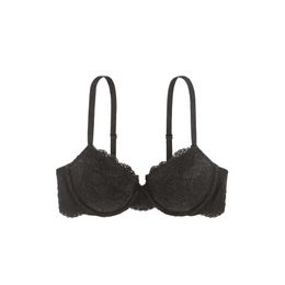 Dorina Damen B&uuml;gel-BH "Lianne", Gr. 70, schwarz, Obermaterial: 84% Polyamid, 16% Elasthan, BHs, leicht wattiert, geformte Cups, feminine Blumenspitze