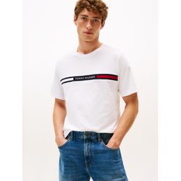 Tommy Hilfiger Herren T-Shirt "HILFIGER CHEST INSERT", wei&szlig;, Gr. L, Single Jersey, Obermaterial: 100% Baumwolle, Shirts