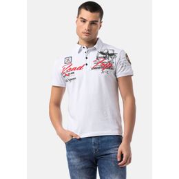 Cipo & Baxx CIPO & BAXX Herren Poloshirt, wei&szlig;, Gr. L, bedruckt, Jersey, Obermaterial: 95% Baumwolle, 5% Elasthan, Shirts