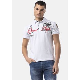 Cipo & Baxx CIPO & BAXX Herren Poloshirt, wei&szlig;, Gr. XL, bedruckt, Jersey, Obermaterial: 95% Baumwolle, 5% Elasthan, Shirts