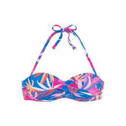 Buffalo Damen B&uuml;gel-Bandeau-Bikini-Top "Soleil", bunt, Gr. 36, bedruckt, floral, Recycling-Polyamid, Bikini-Oberteile, mit gedrehter Optik