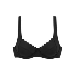 Lascana Damen B&uuml;gel-Bikini-Top "Camilla", schwarz, Gr. 38, unifarben, Polyamid, Bikini-Oberteile, mit kontrastfarbenem Detail