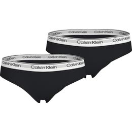 Kinder Brasilslip "2PK BIKINI", Calvin Klein Underwear, Gr. 128, schwarz, Jersey, Obermaterial: 95% Baumwolle, 5% Elasthan, unifarben, Unterhosen,