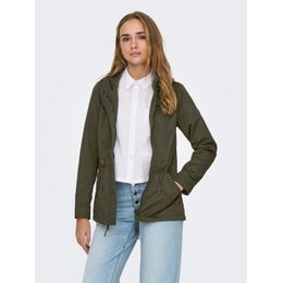 Only Damen Parka "ONLLORCA LIFE CANVAS PARKA CC OTW", gr&uuml;n, Gr. XS, unifarben, Web, Obermaterial: 80% Polyester, 20% Baumwolle, Jacken, mit Kordelzug