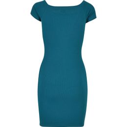Urban Classics Damen Shirtkleid "Urban Classics Damen Ladies Off Shoulder Rib Dress"watergr&uuml;n, Gr. 4XL, unifarben, 97% Baumwolle, 3% Elasthan, Kleider