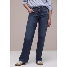 Loose-fit-Jeans STREET ONE STUDIO, Damen, Gr. 26, L&auml;nge 28, dunkelblau wash, Jeans, 78% Baumwolle, 21% Polyester, 1% Elasthan, unifarben, lang, Jeans, im Loose Fit