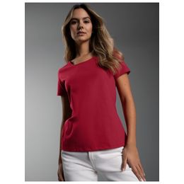 TRIGEMA Damen T-Shirt "TRIGEMA Damen T Shirt aus Biobaumwolle"rubin, Basic, Gr. S, Single Jersey, 100% Baumwolle (Bio-Baumwolle kbA), Shirts