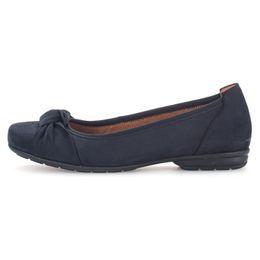 Gabor Damen Ballerina "FLORENZ", Gr. 36, blau, Nubukleder, unifarben, Schuhe, Business Schuhe, Slipper mit modischem Knoten, Weite G