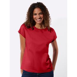 Casual Looks Damen Rundhalsshirt "2er-Pack Shirts"rot, ecru, Gr. 36, unifarben, 100% Baumwolle, Shirts