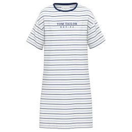 Tom Tailor Damen Nachthemd "Zaria", Gr. 36, wei&szlig;, Single Jersey, Obermaterial: 95% Baumwolle, 5% Elasthan, Kleider, Allover gestreift