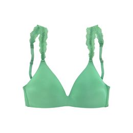 Lascana Damen Push-up-BH, Gr. 70, gr&uuml;n, Microtouch, Obermaterial: 60% Polyamid, 35% Polyester, 5% Elasthan, BHs, ohne B&uuml;gel, mit Spitzentr&auml;gern,