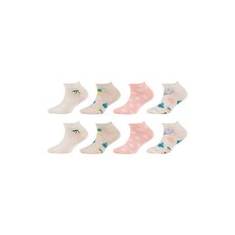 Camano M&auml;dchen Sneakersocken "Sneakersocken motiv 8er Pack", Gr. 35, wei&szlig;, 75% Baumwolle, 24% Polyamid, 1% Elasthan, gemustert, Socken