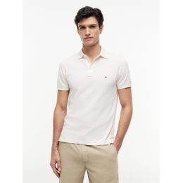 Tommy Hilfiger Herren Poloshirt "1985 SLIM POLO mit Piqu&eacute;-Struktur und Stickerei", wei&szlig;, Basic, Gr. L, Piqu&eacute;, Obermaterial: 96% Baumwolle, 4%
